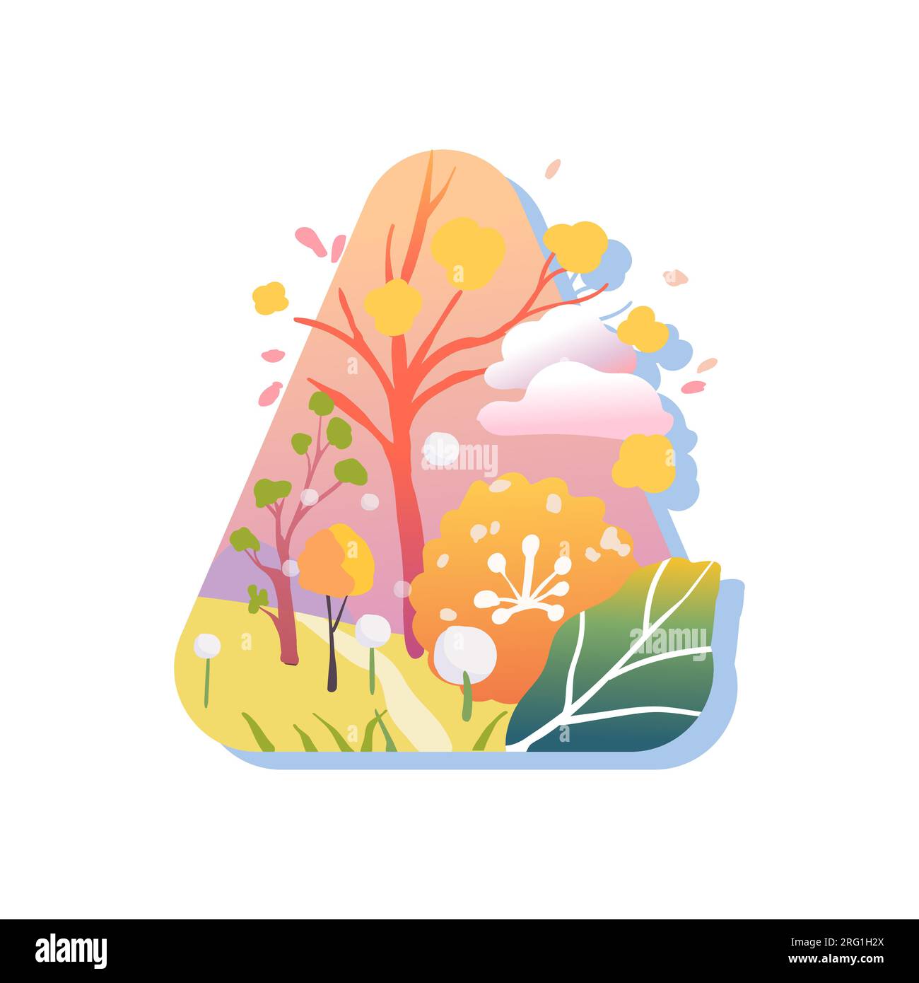 Seasons, nature in different periods, autumn. Vector illustration ...