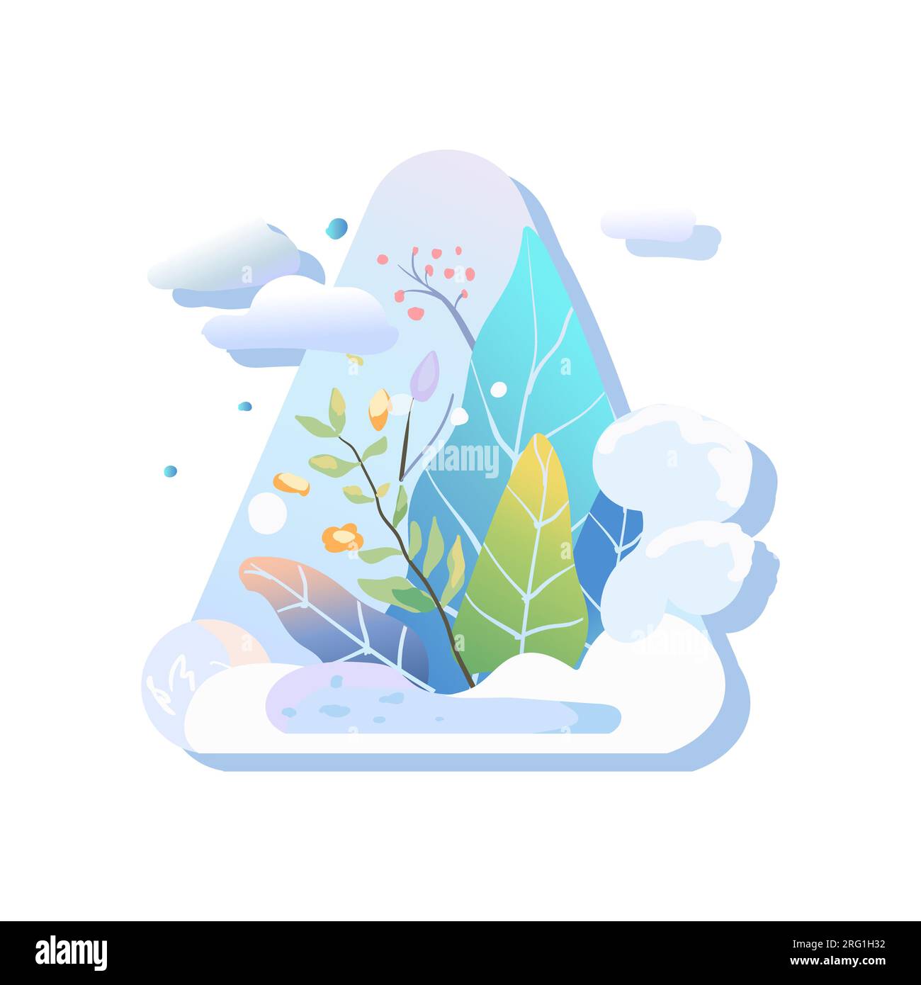 Seasons, nature in different periods. Vector illustration, sticker ...