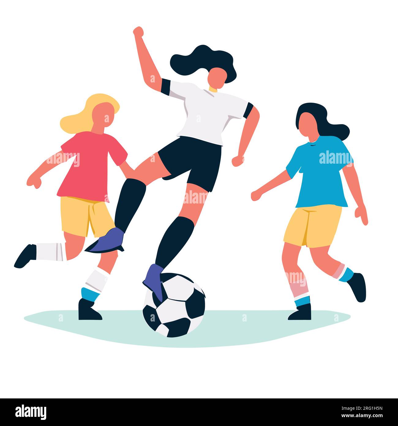 Flat illustration of Women playing football Stock Vector Image & Art ...