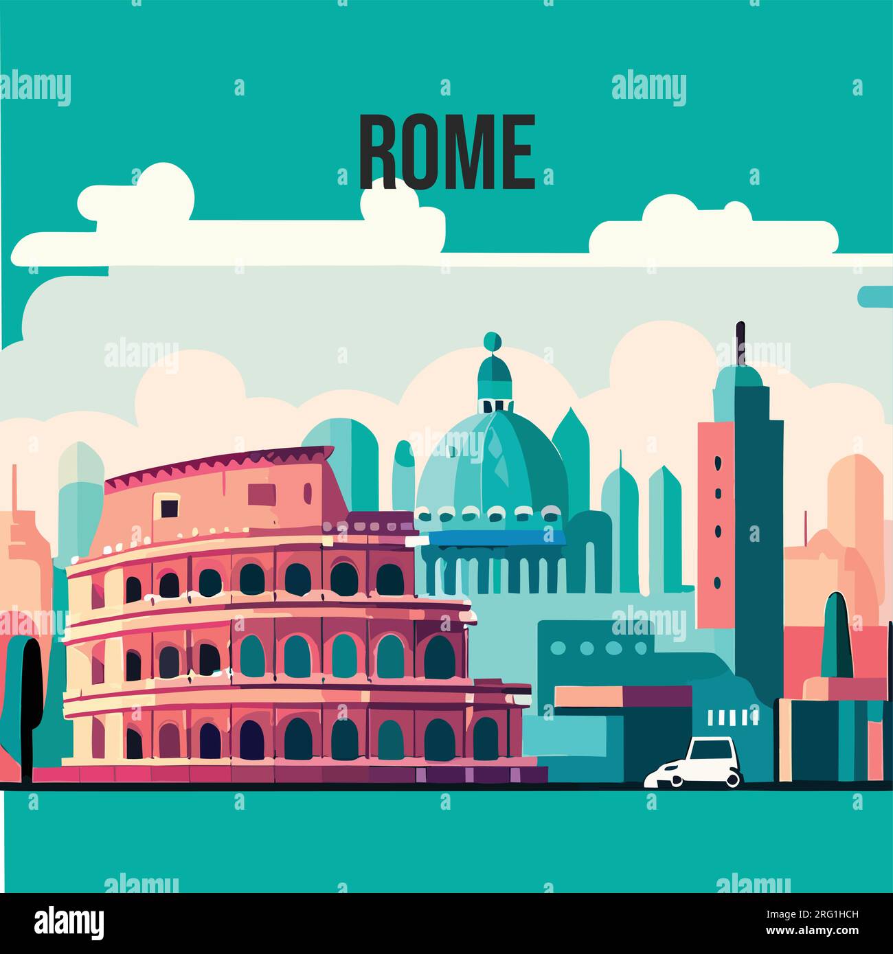 Rome city vector sketch hi-res stock photography and images - Alamy