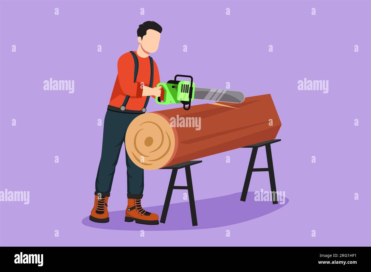 Graphic flat design drawing of sawmill concept. Professional lumberjack ...