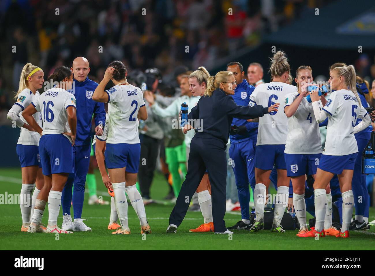 Sarina Wiegman manager of England Women talks to her players during the ...