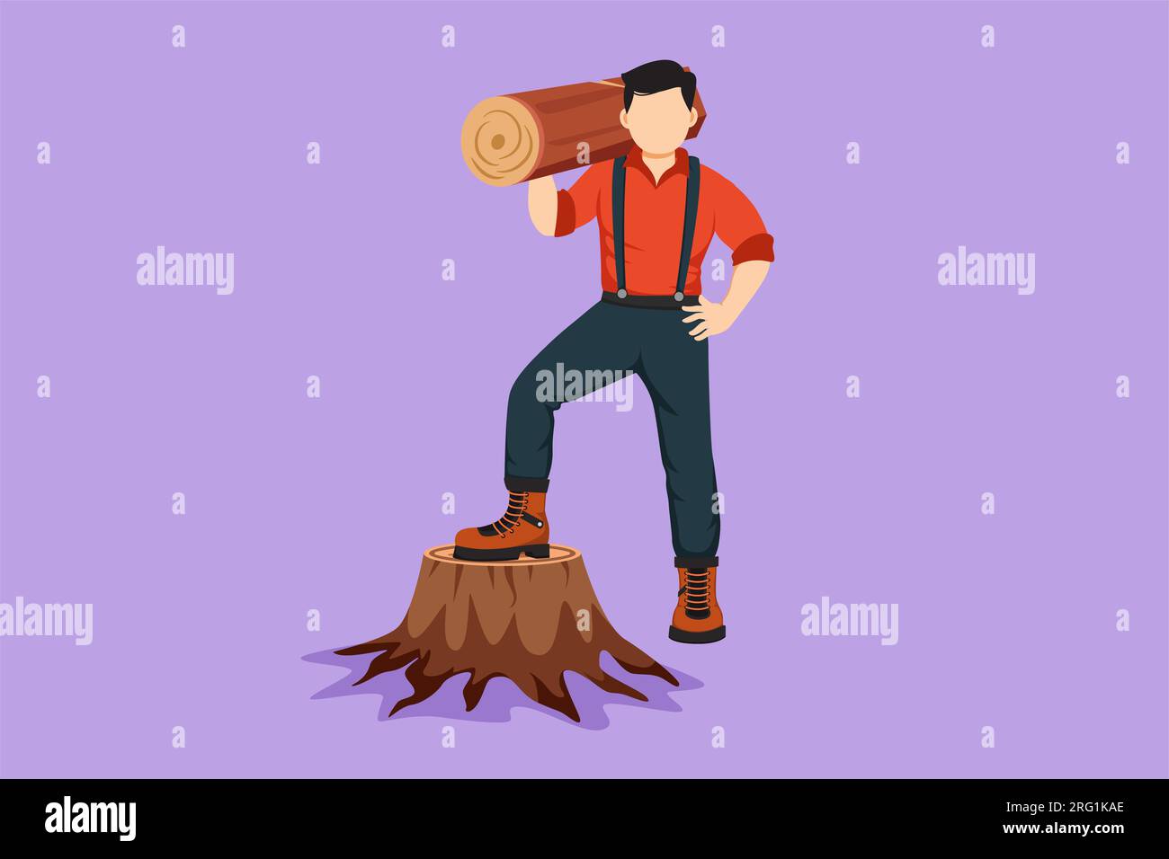 Graphic flat design drawing of lumberjack or woodcutter holding timber ...
