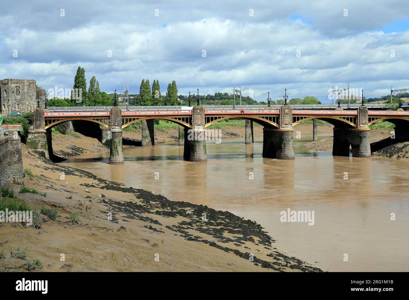Newport Bridge crossing the River Usk, Newport, Gwent, South Wales ...