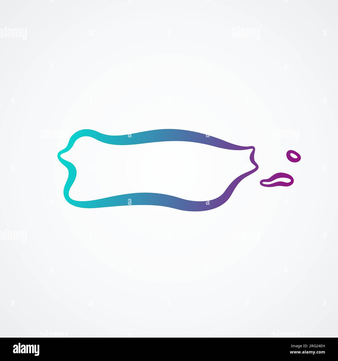 Outline map of Puerto Rico with blue-purple gradient Stock Vector Image ...