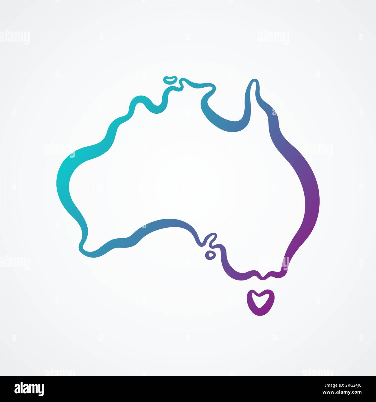 Outline map of Australia with blue-purple gradient Stock Vector Image ...