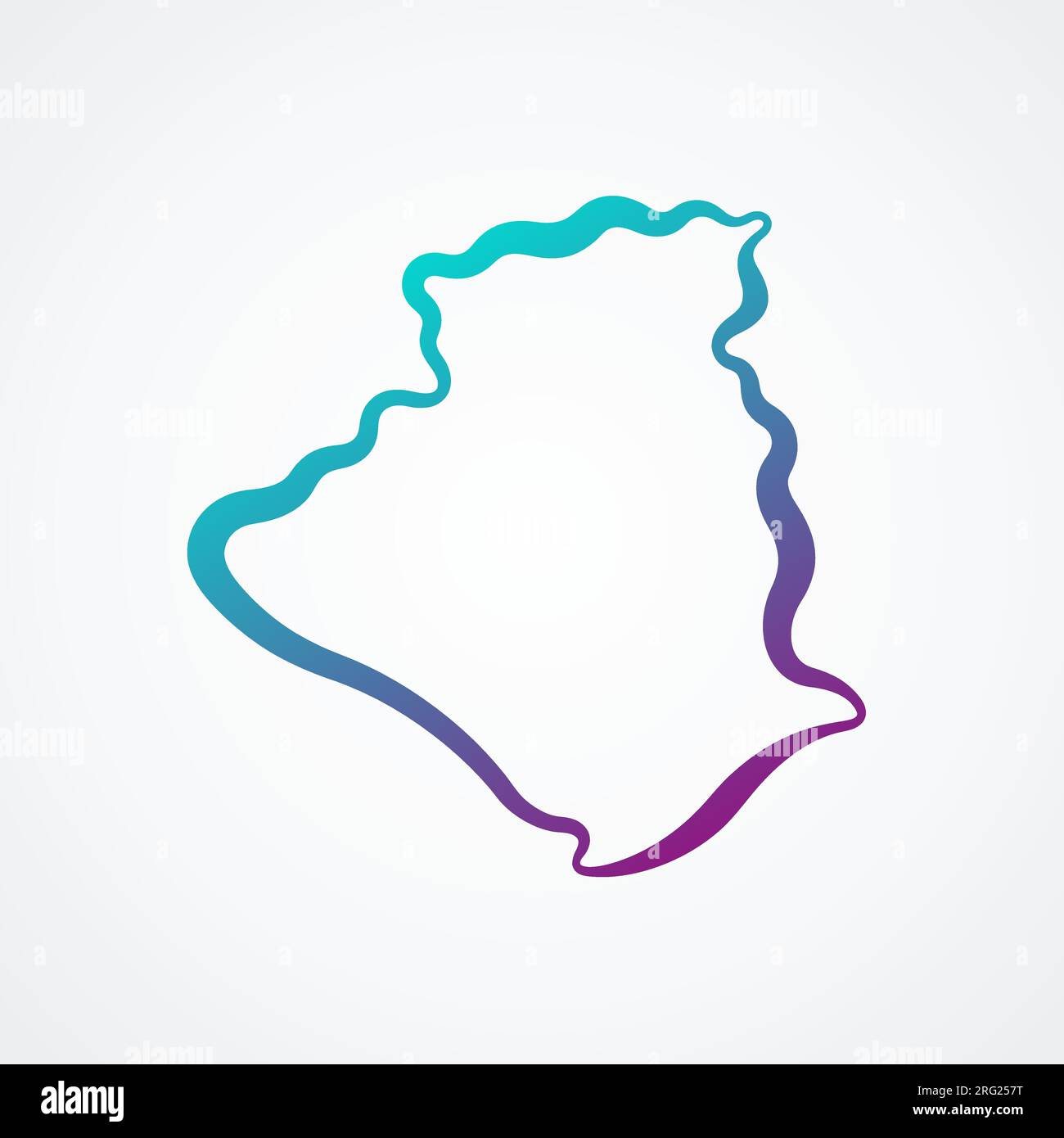 Outline map of Algeria with blue-purple gradient Stock Vector Image ...