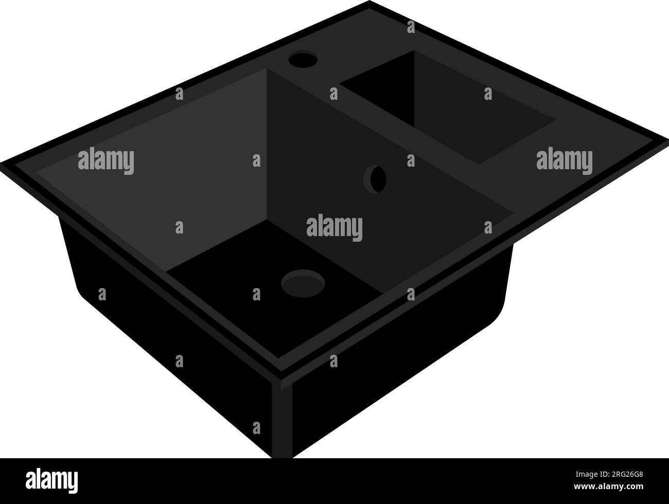 Black kitchen sink. Vector illustration on white background. Silhouette ...