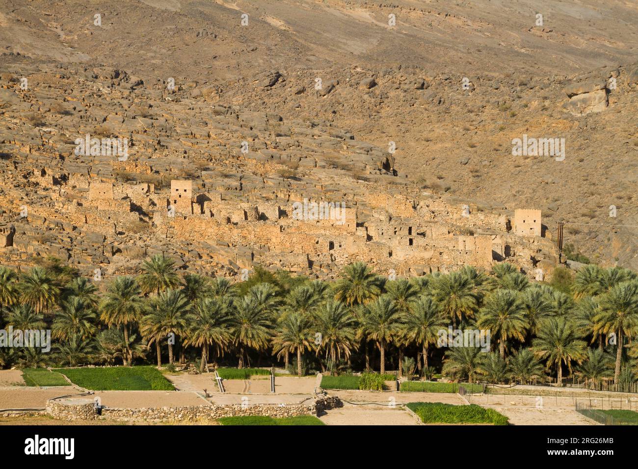 Stone village in desert landscape Jabal Shams, Oman Stock Photo - Alamy