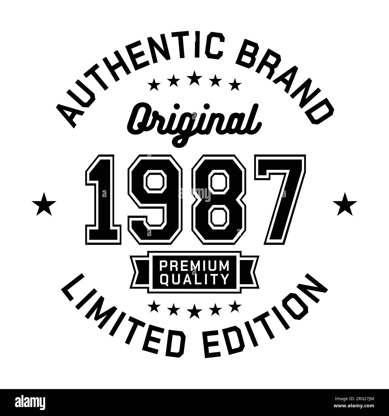 1987 Authentic brand. Apparel fashion design. Graphic design for t ...