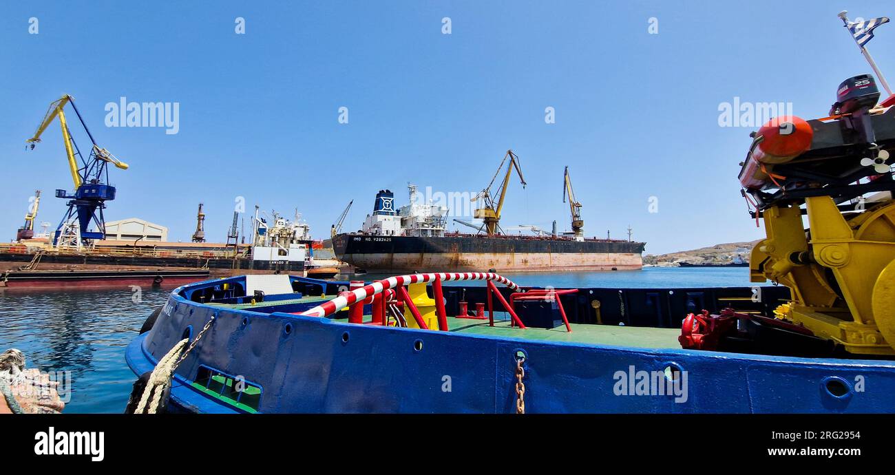 ONEX Syros shipyard, Ermopouli, Syros island, Greece, Southern Europe ...