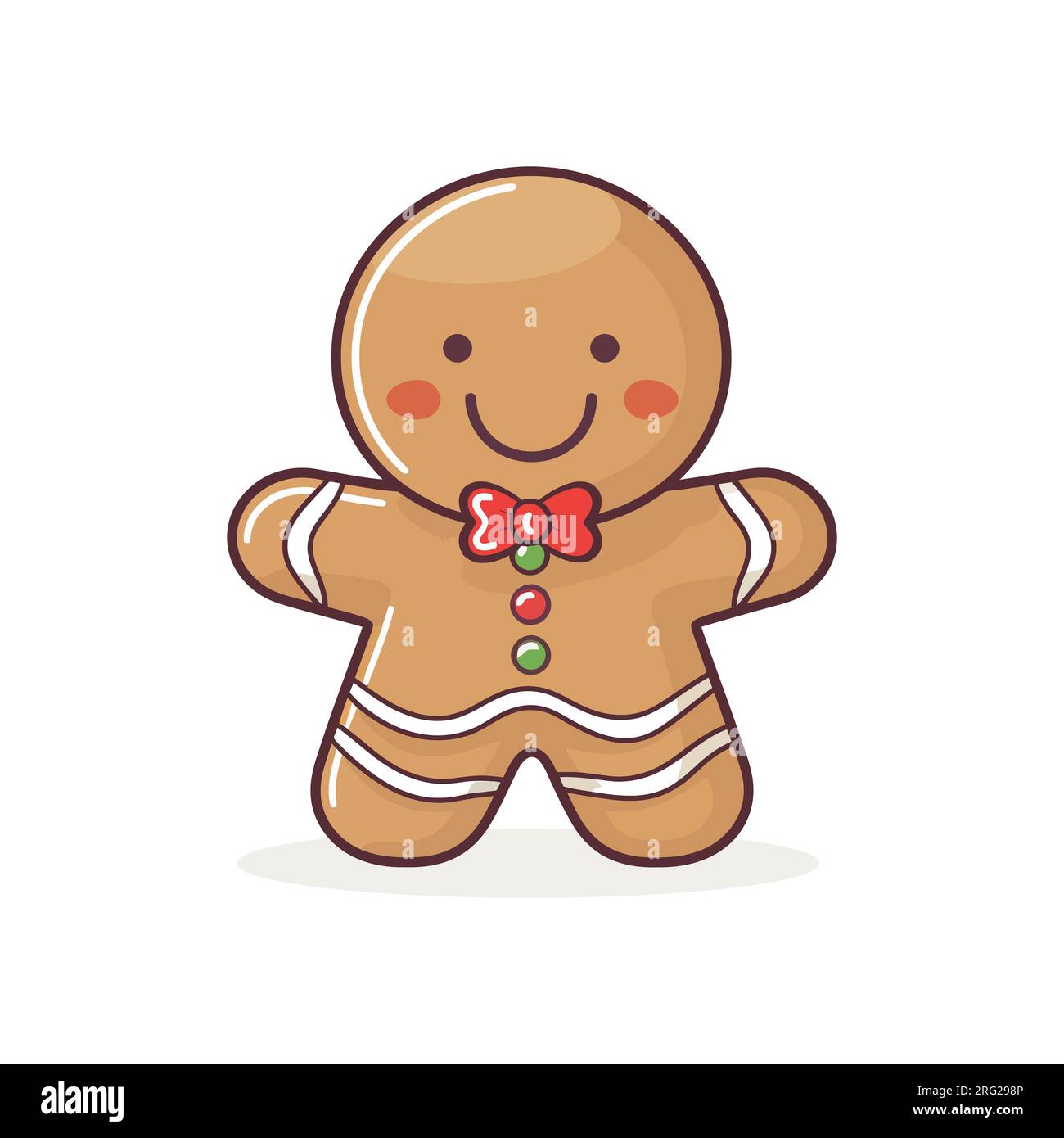 Cute christmas gingerbread man in flat style isolated on white ...
