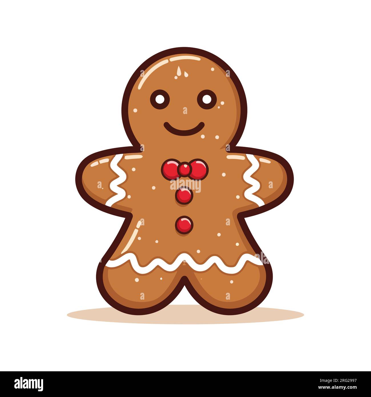 Cute christmas gingerbread man in flat style isolated on white ...