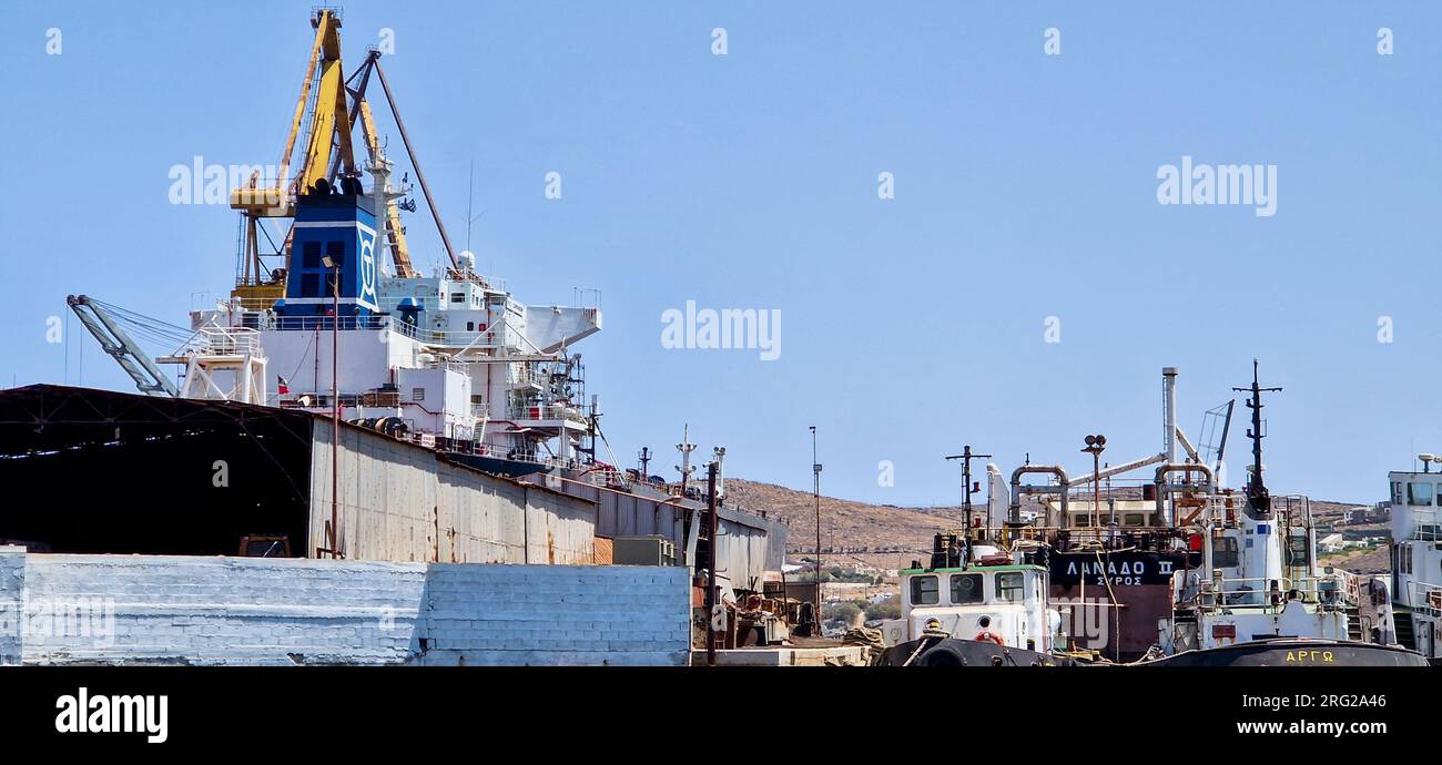 ONEX Syros shipyard, Ermopouli, Syros island, Greece, Southern Europe ...