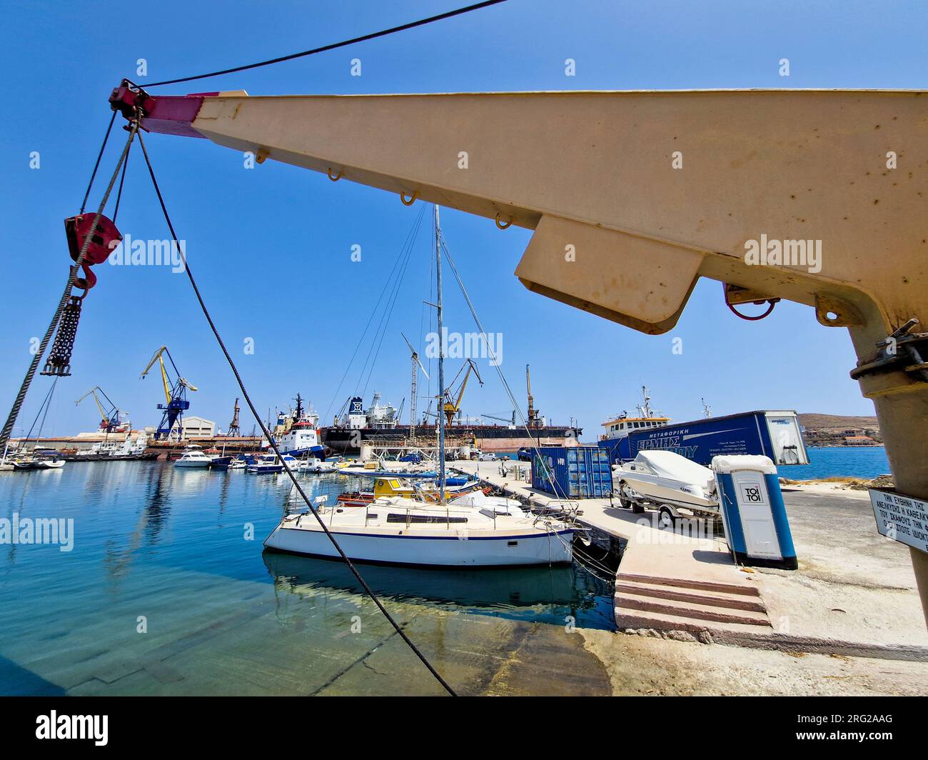 Harbor, Ermopouli, Syros island, Greece, Southern Europe Stock Photo ...