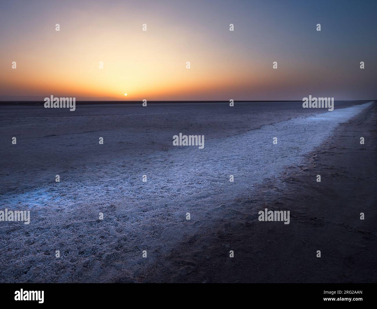 Sunrise over the Chott El Jerid salt lake, Tunisia, Africa Stock Photo ...