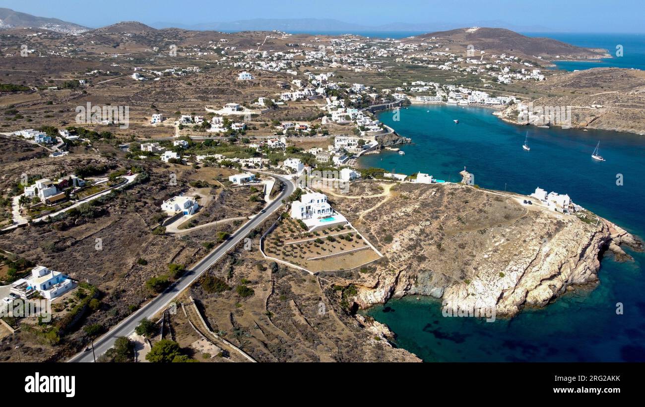 Aerial view of the rocky coast, Drone photography, Vari area, Syros ...