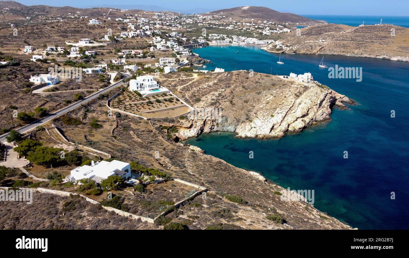 Aerial view of the rocky coast, Drone photography, Vari area, Syros ...