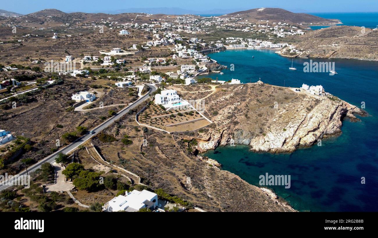 Aerial view of the rocky coast, Drone photography, Vari area, Syros ...