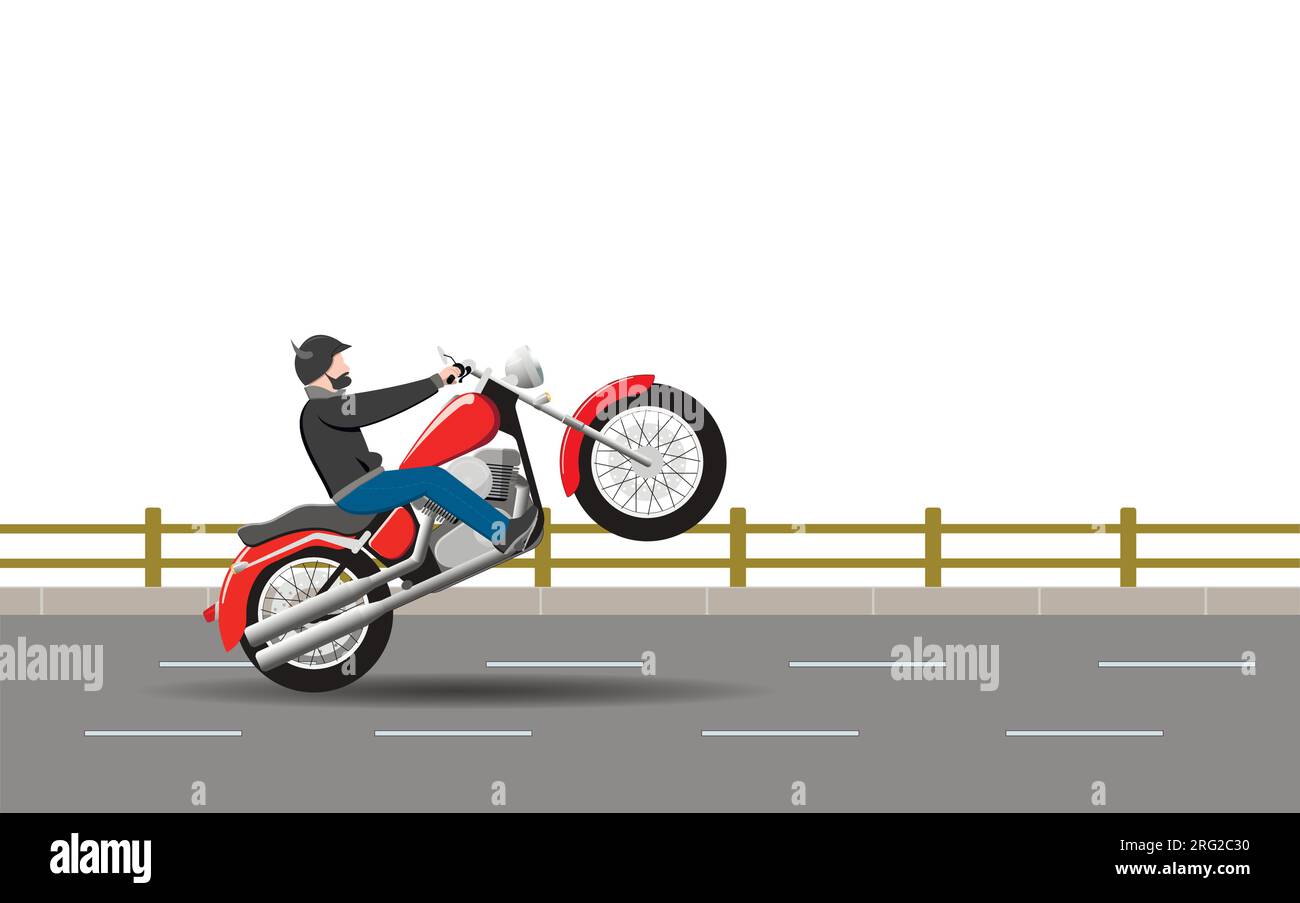 High-speed riding on a classic motorcycle. Vector illustration Stock ...