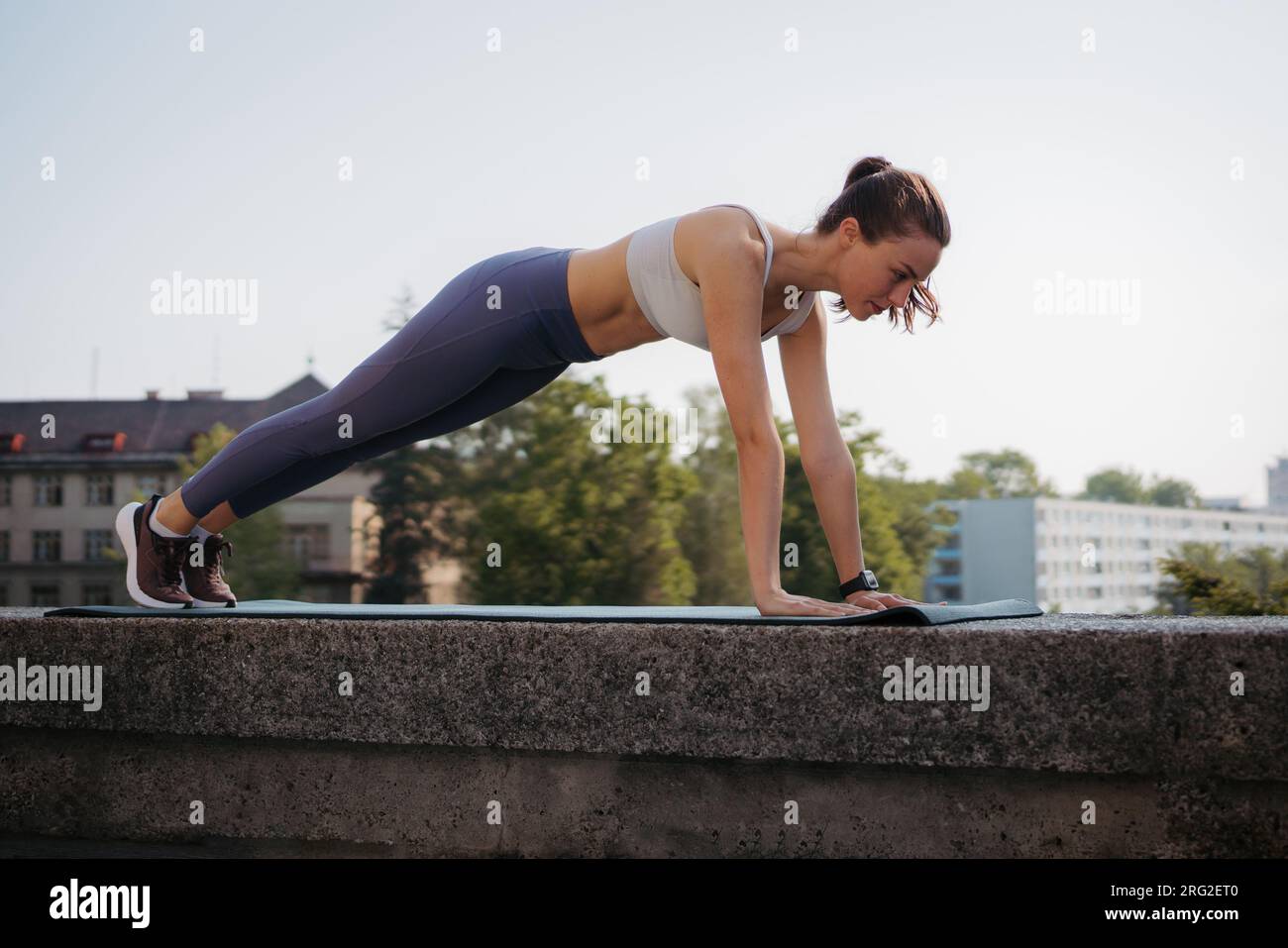 Doing push ups evening workout hi-res stock photography and images - Alamy