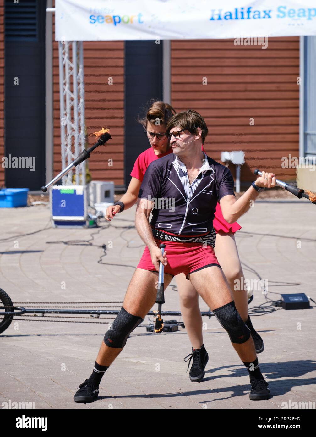 Busker duo Her Majesty's Secret Circus performing at the Halifax Busker ...