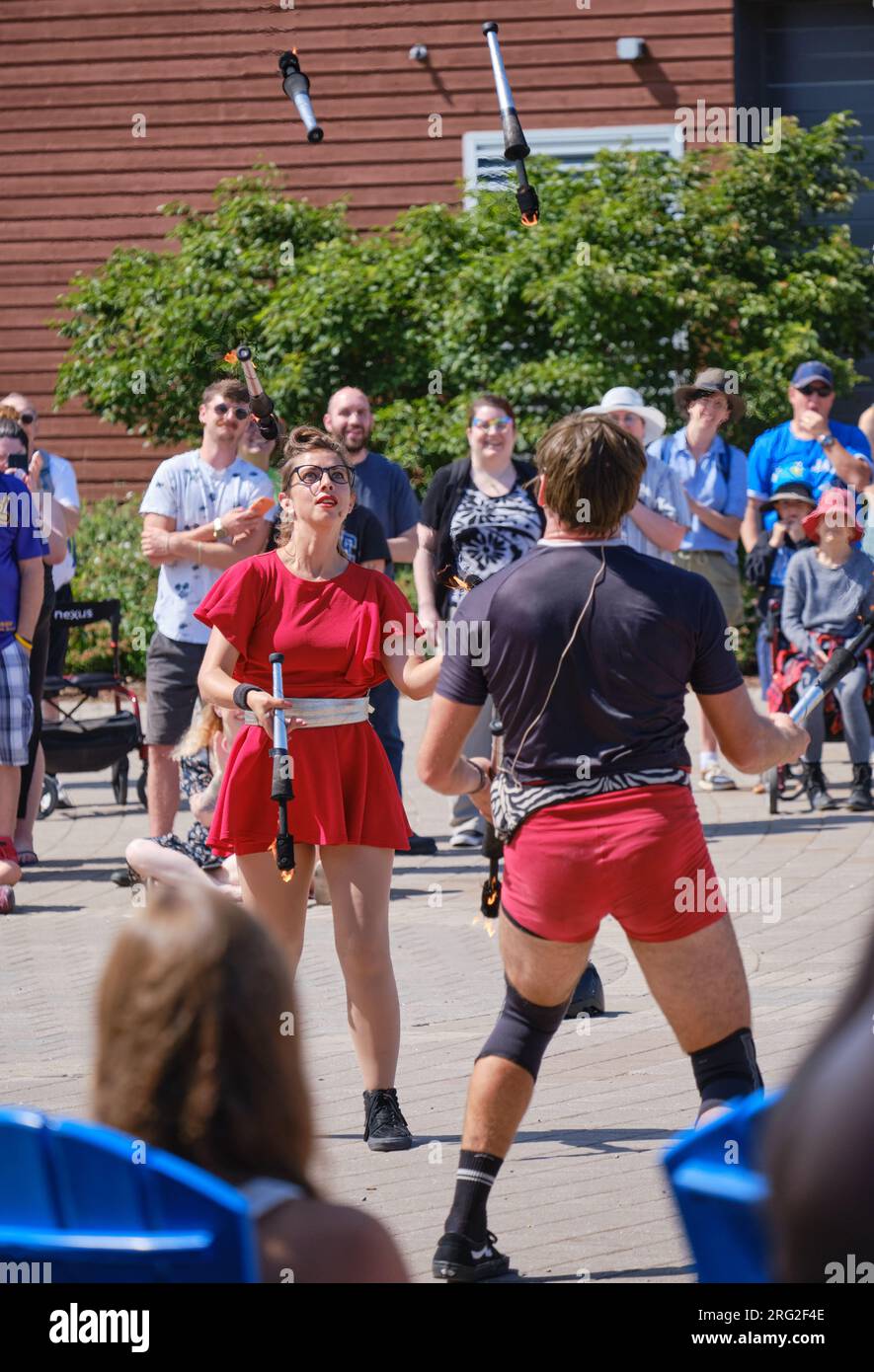 Busker duo Her Majesty's Secret Circus performing at the Halifax Busker ...
