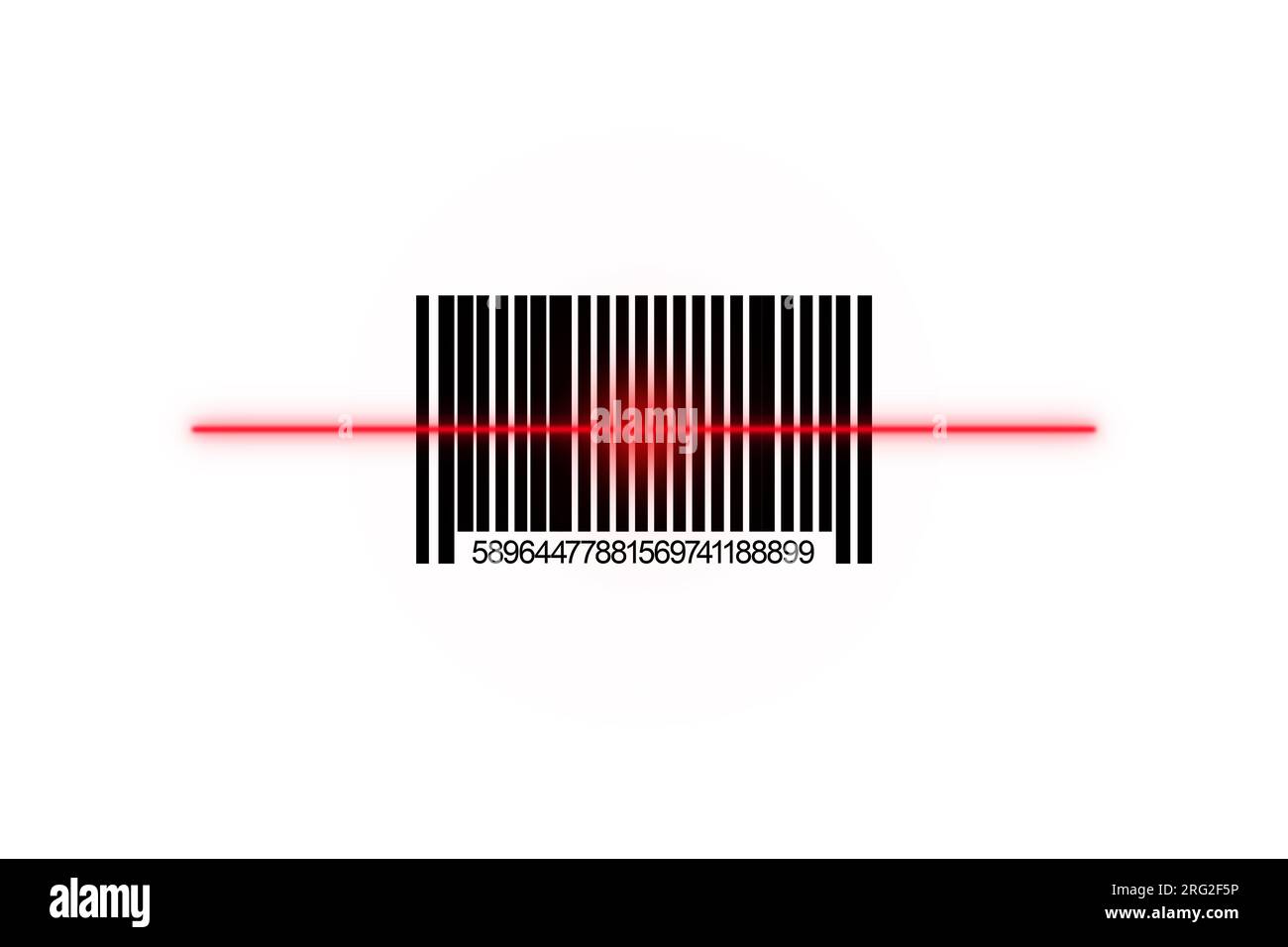 Barcode from lines and numbers and a red scanning line on the code on a ...