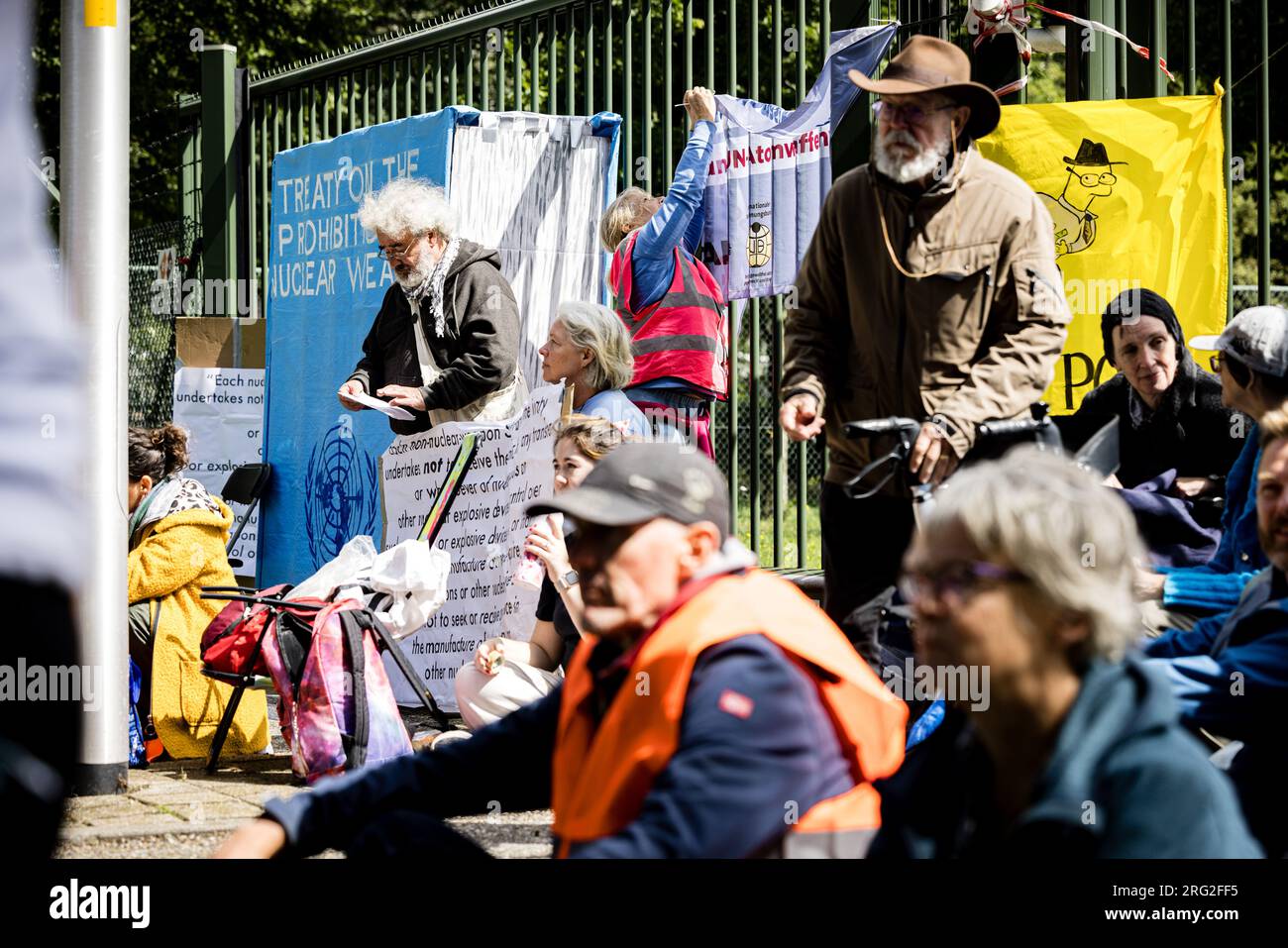 VOLKEL - Activists block the entrance to Volkel Air Base in protest ...