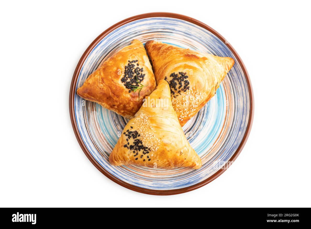 Homemade asian pastry samosa isolated on white background. top view ...