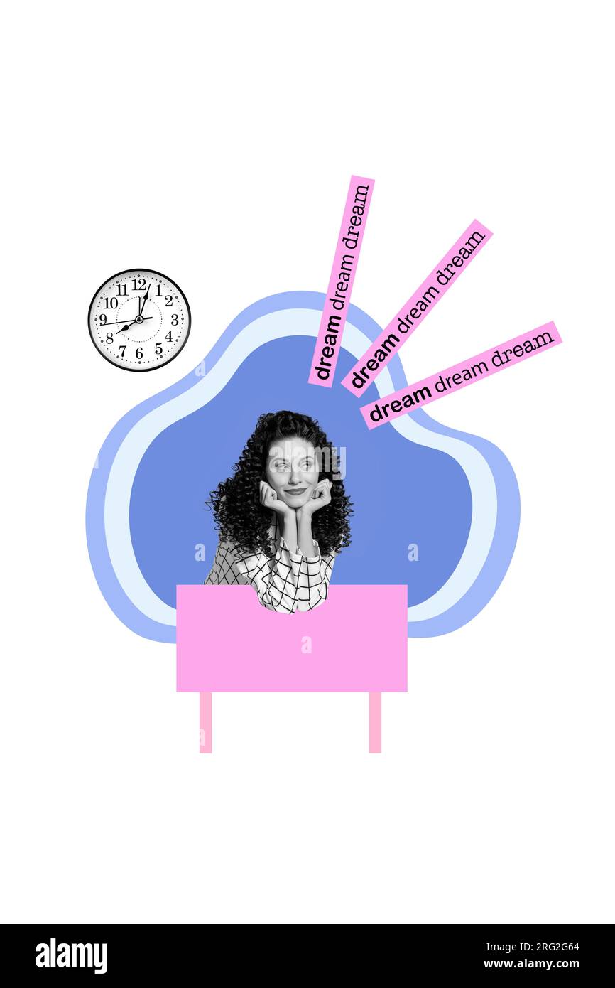 Artwork sketch collage image of smiling pretty girl sitting classroom ...