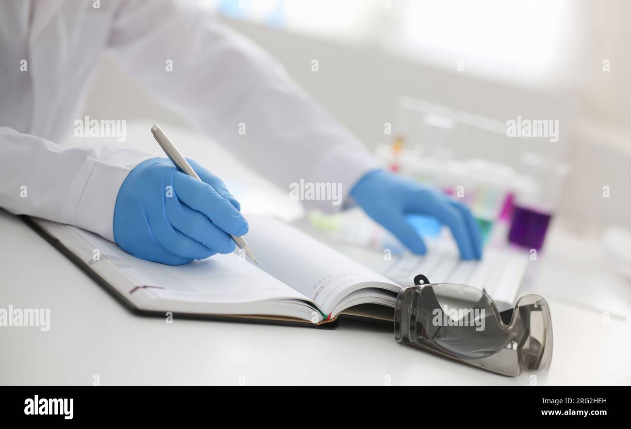 Employee of the chemical laboratory teacher Stock Photo - Alamy