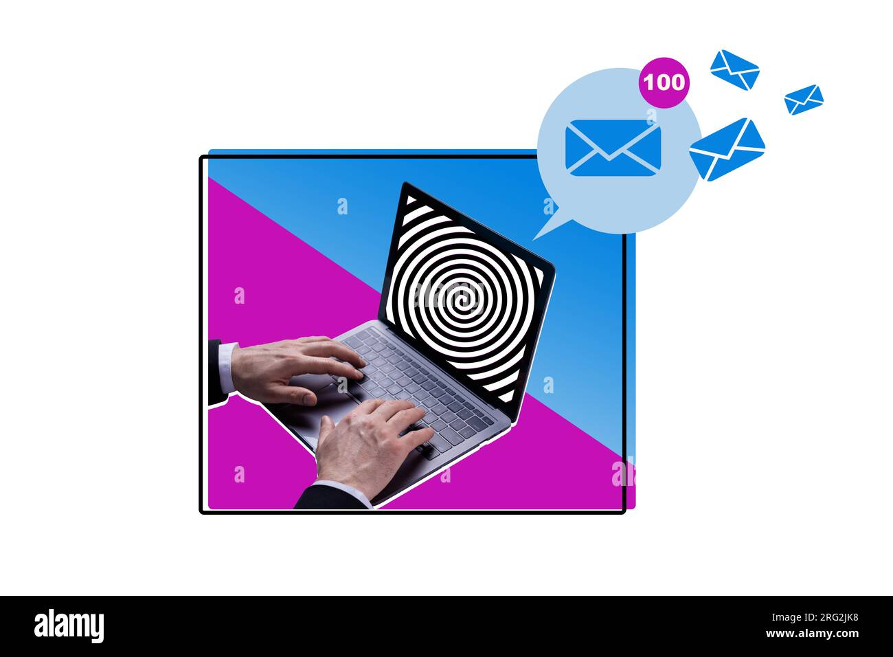 Creative collage of personal computer laptop hypnosis workaholic spam ...