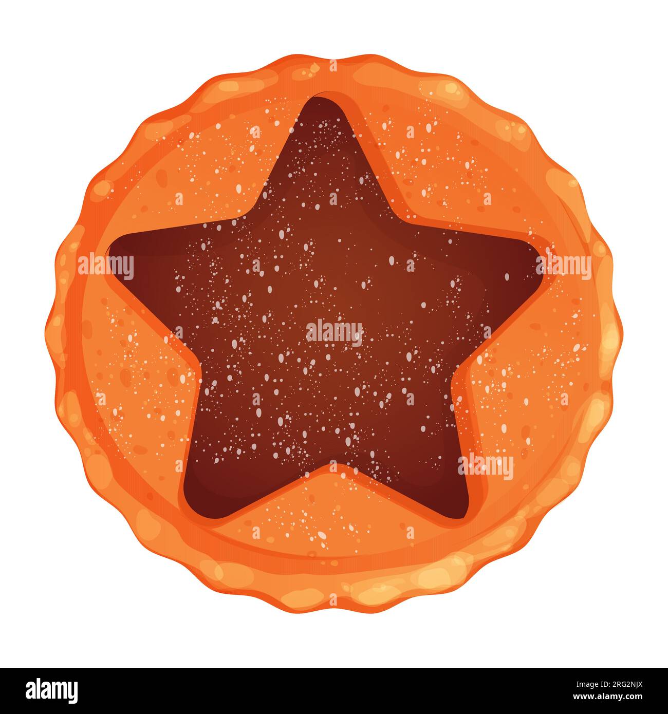 Christmas english mince pie with star top view in cartoon style ...