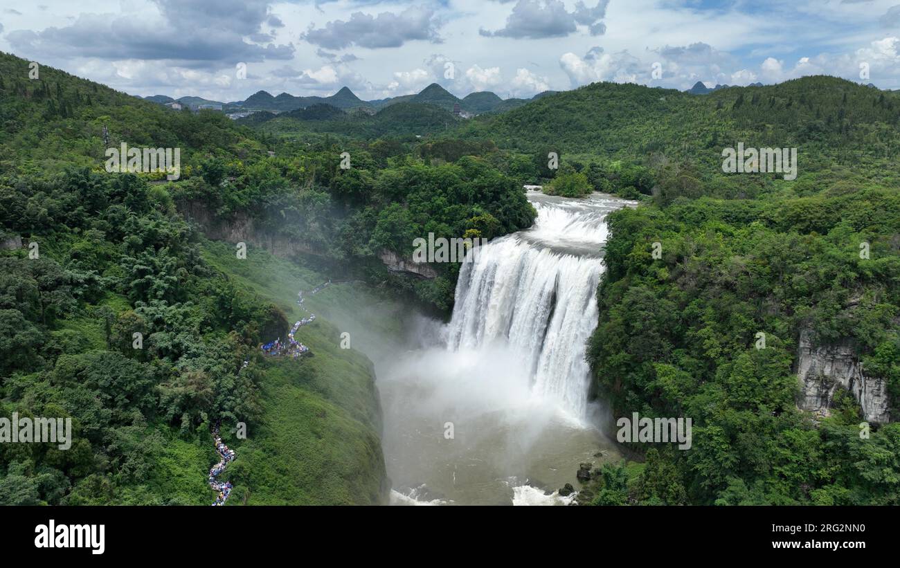 Aerial photo shows the Huangguoshu Waterfall in Anshun City, southwest ...