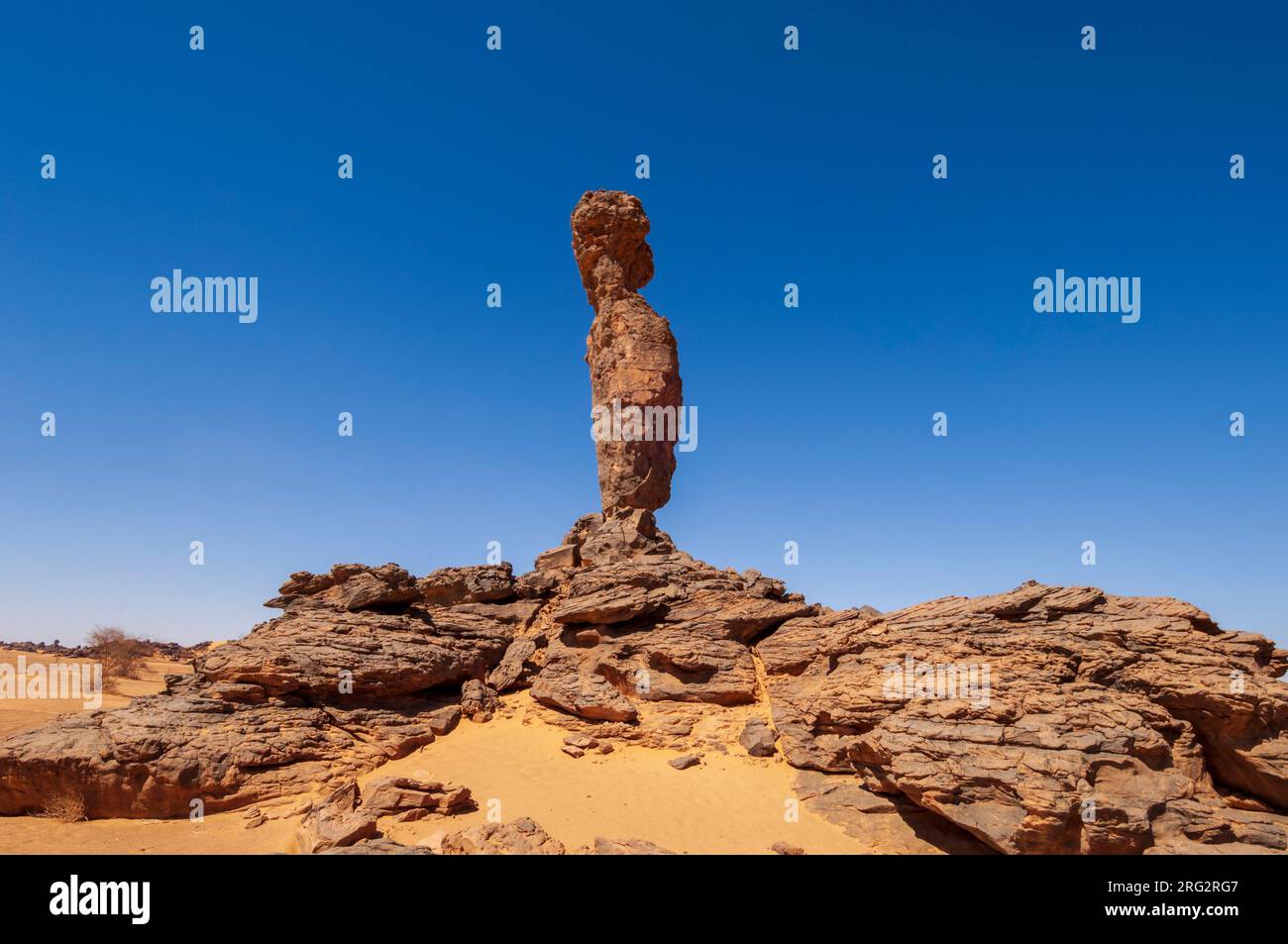 Rock formation called The Finger of Allah. Akakus, Fezzan, Libya Stock ...