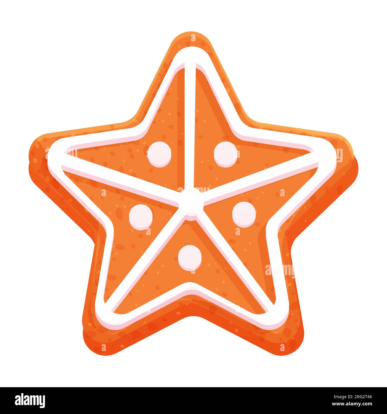 Gingerbread star with glaze, icing decoration top view in cartoon style ...