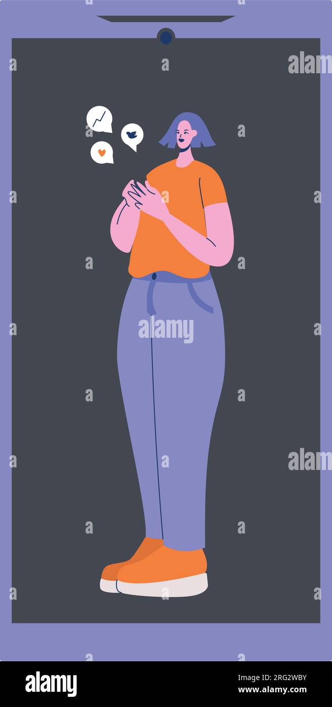 Female social media follower concept isolated on white background Stock ...