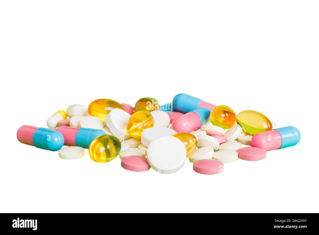 Many different colorful medication and pills perspective view. Set of ...