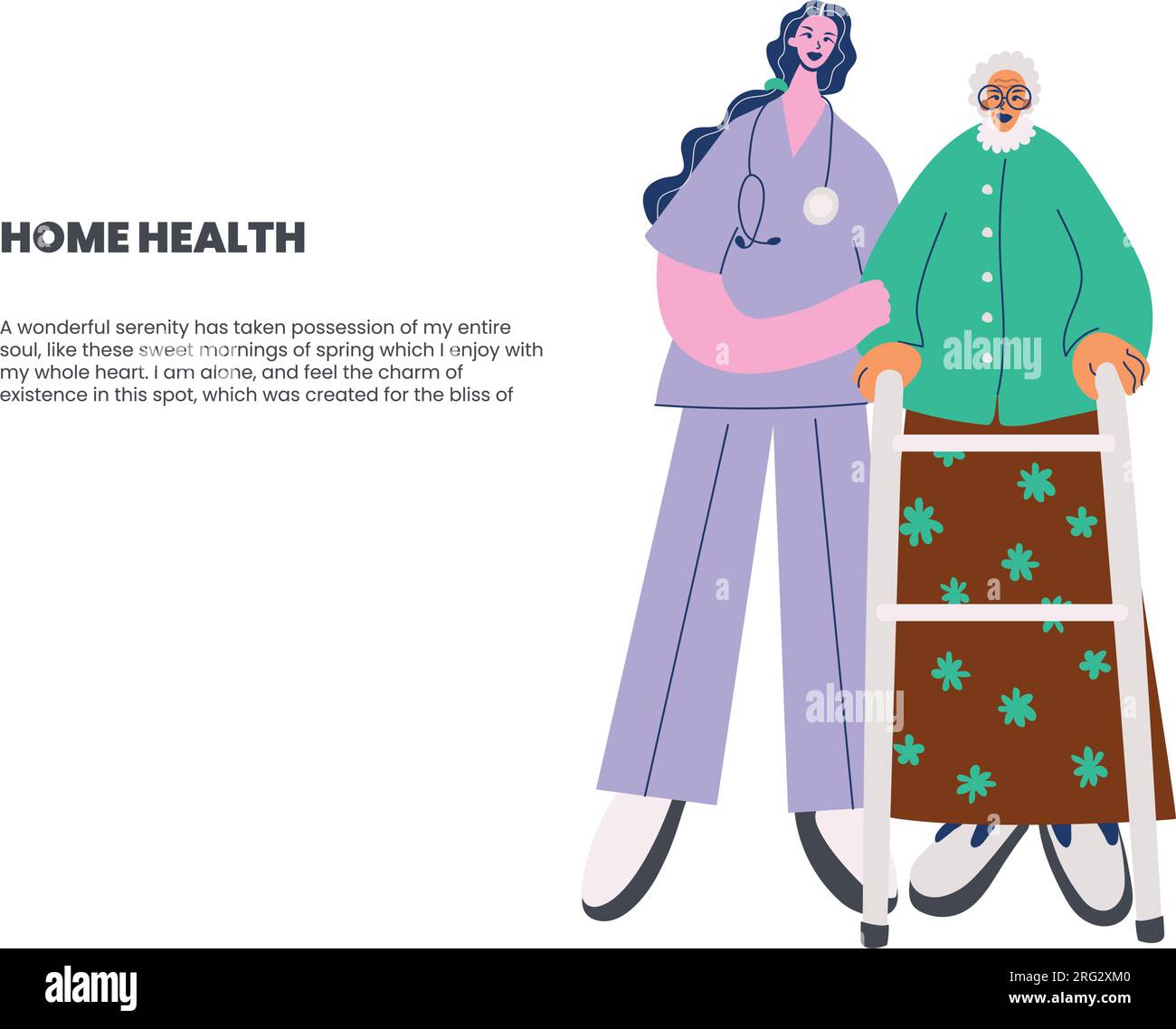 Home care specialist landing page vector illustration Stock Vector ...