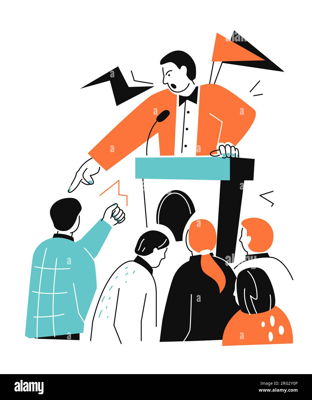 Problems at the press conference - flat design style illustration Stock ...