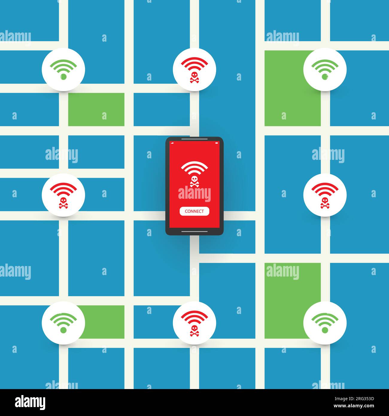 Unsecured Public Wireless Hotspot Design with Street Map, Hotspots and ...