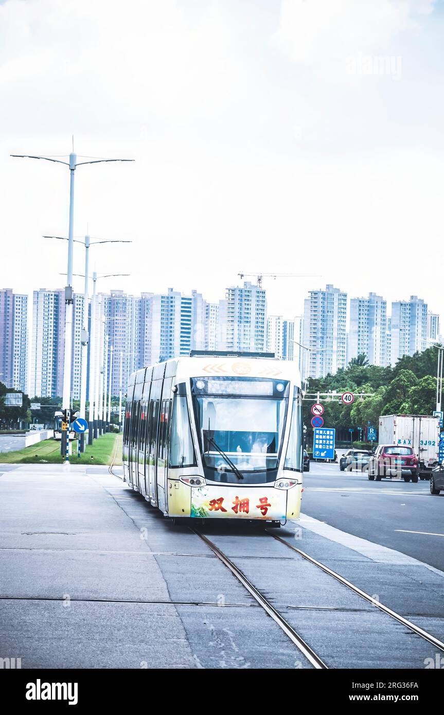 Chinese streets, transportation, tram and station Stock Photo - Alamy
