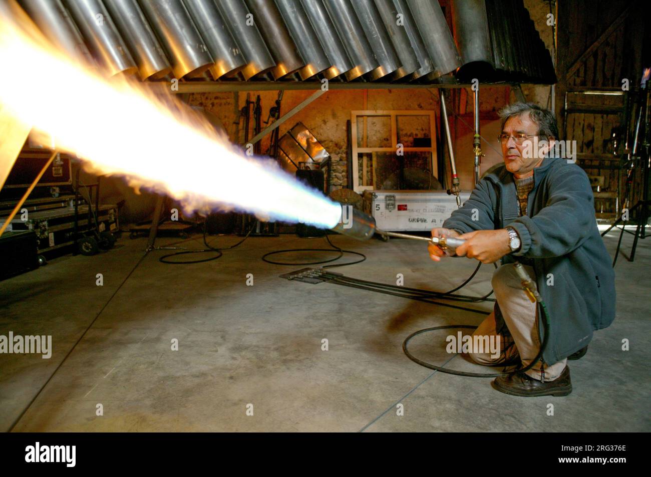 MICHEL MOGLIA AND HIS FIRE ORGAN Stock Photo - Alamy