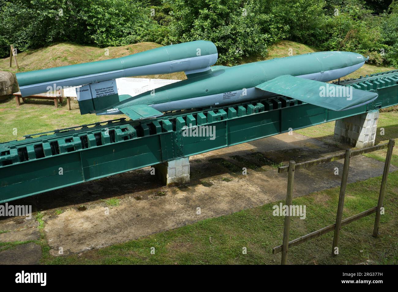 Replica V1 Rocket on the launch ramp at The V1 launch site Val Ygot d ...