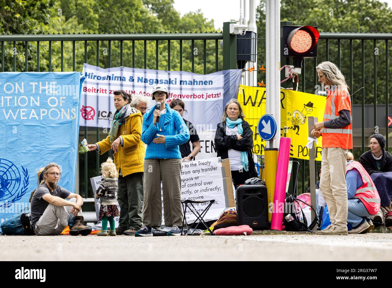 VOLKEL - Activists block the entrance to Volkel Air Base in protest ...