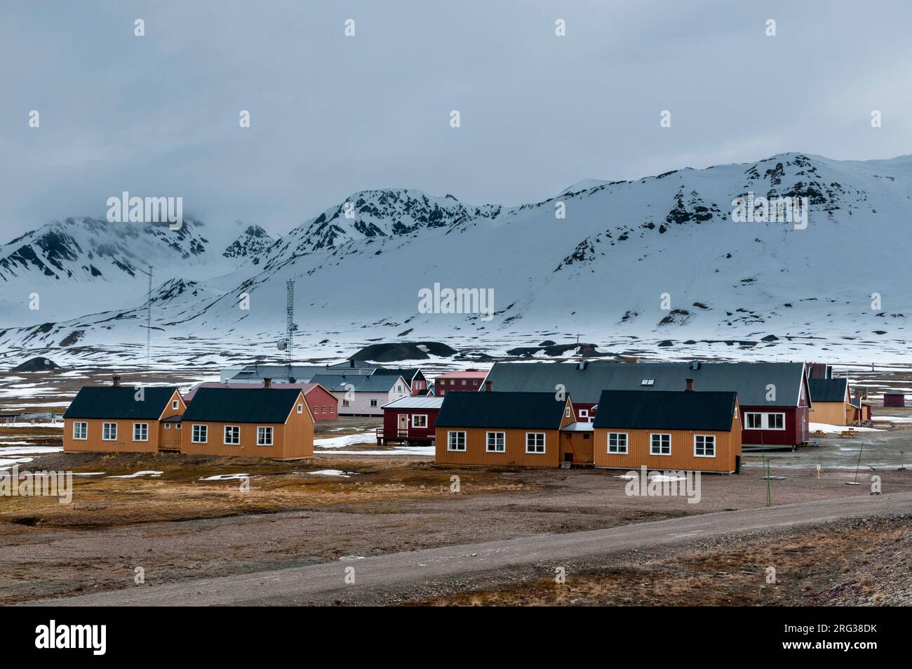 Colorful housing at the research station of Ny-Alesund.. Ny-Alesund ...