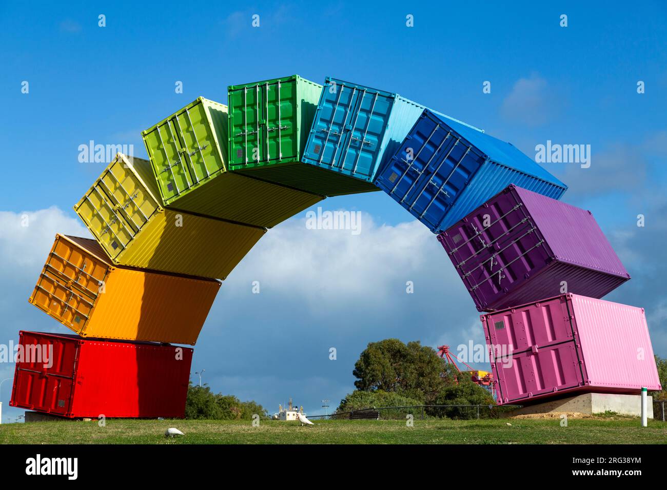 Containbow - a rainbow arch shipping container sculpture installation ...