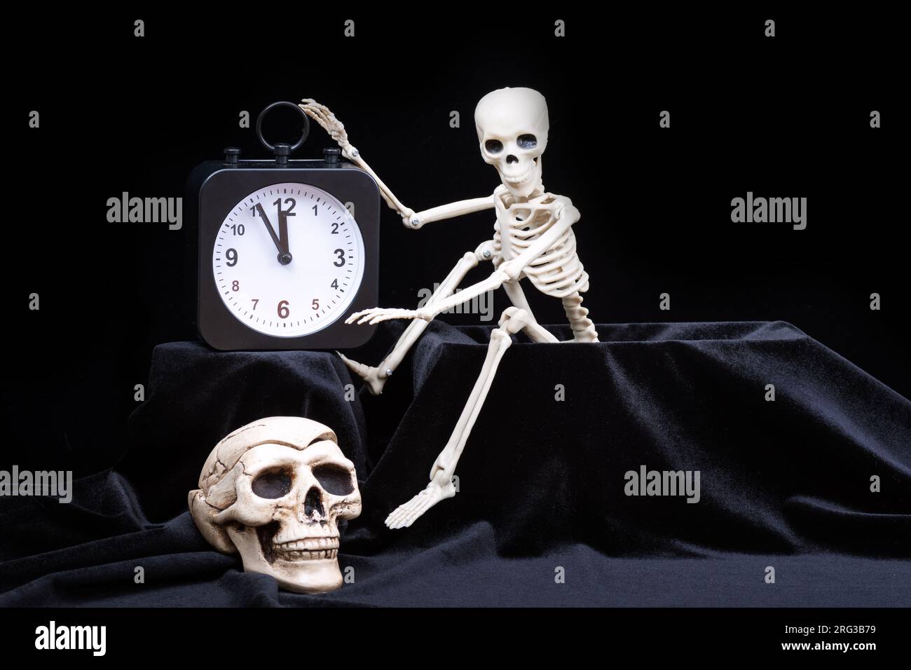 A skeleton waking up, crawling out of the grave, and turning off the ...