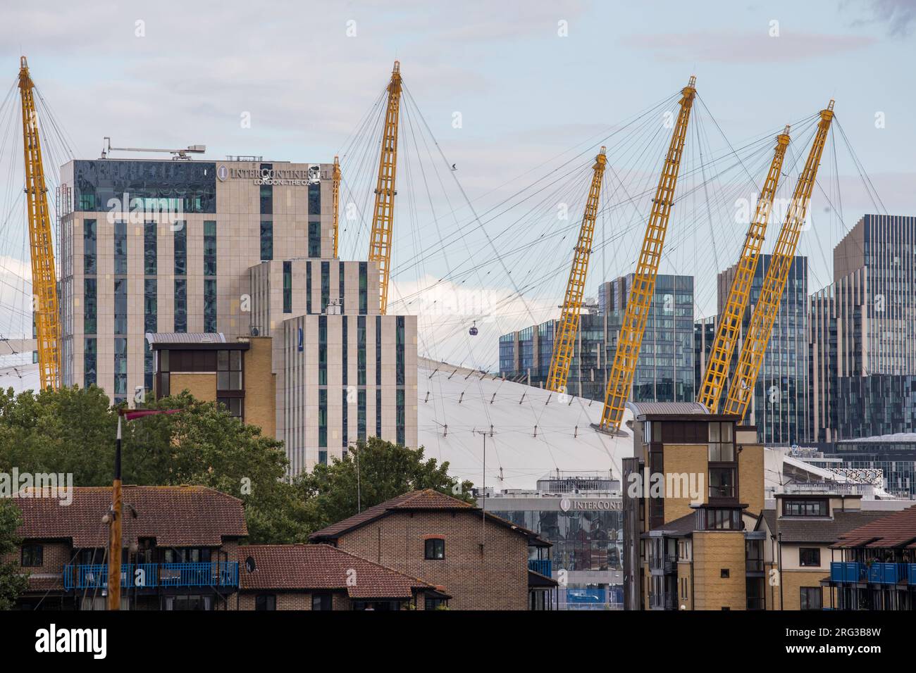 London O2 Dome and assorted housing styles skyline Stock Photo - Alamy